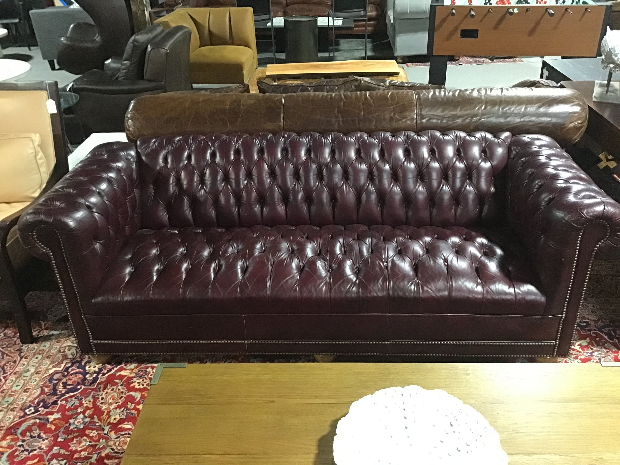 Ox Blood Leather Tufted Chesterfield Sofa | North Furnishings