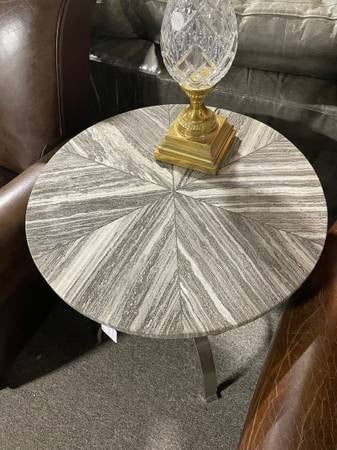 Stone and Iron Round End Tables | North Furnishings