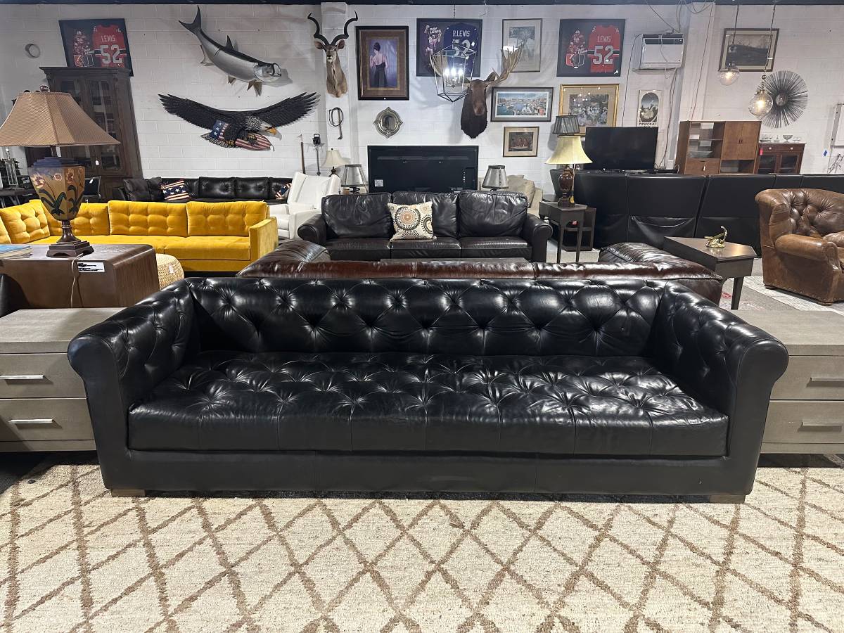 Restoration Hardware Modena Chesterfield Leather Sofa with Tufted Seat ...
