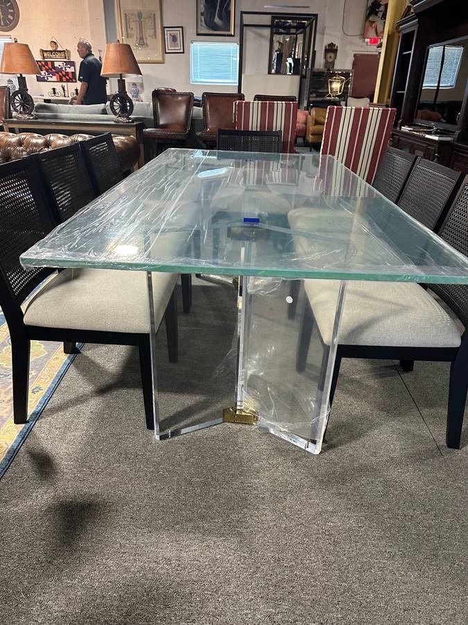 Restoration Hardware LAZIO ACRYLIC AND GLASS RECTANGULAR DINING TABLE North Furnishings
