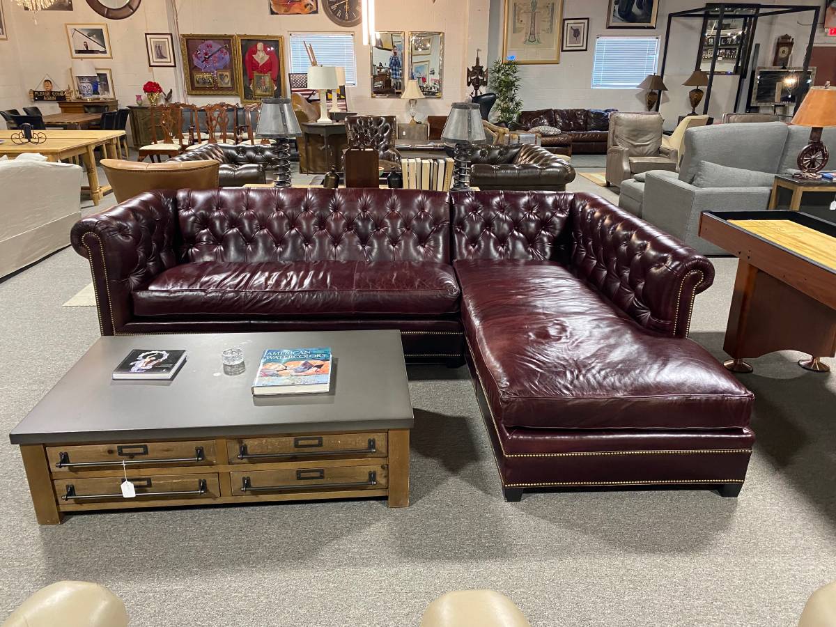 Lee Industries Leather Chesterfield Sectional Sofa
