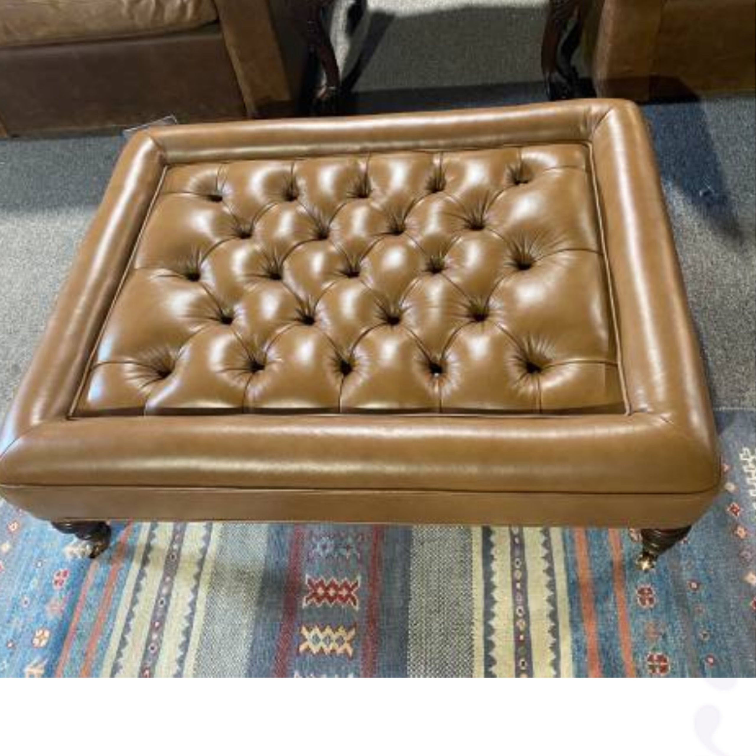 Century Leather Tufted Ottoman | North Furnishings